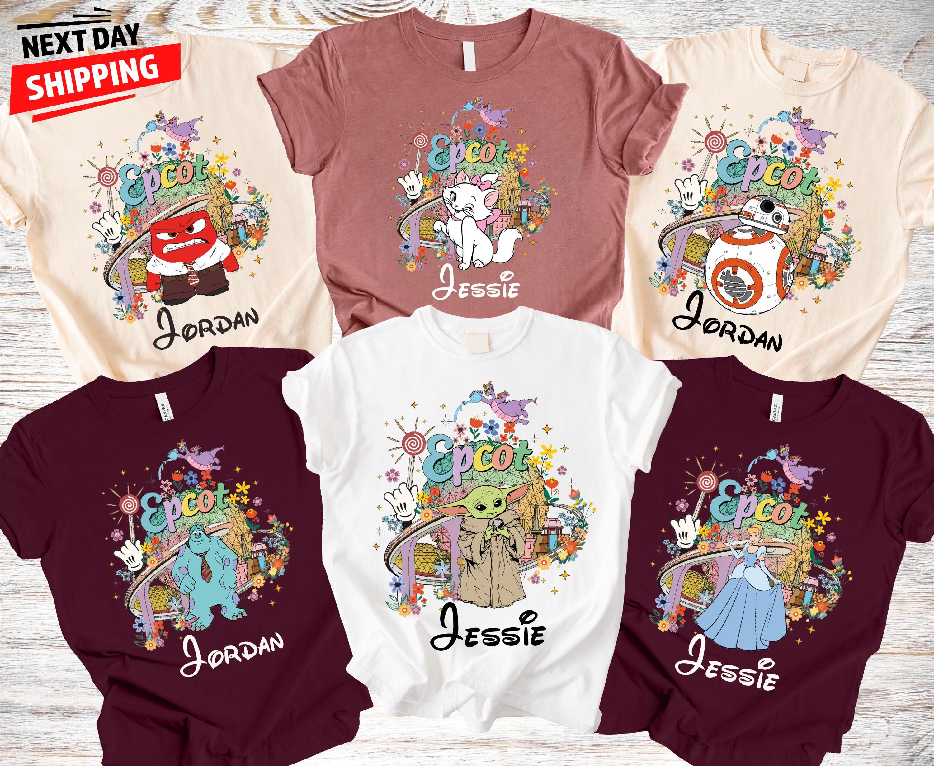 Custom Disney Epcot Character Shirt, Personalized Epcot Family Trip Tee ...