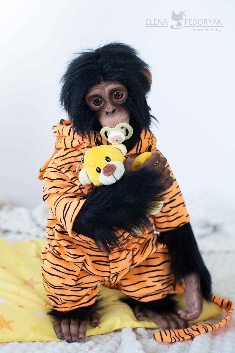 Baby Chimp Tigra - Life Size Realistic Movable Toy. OOAK Artist ...