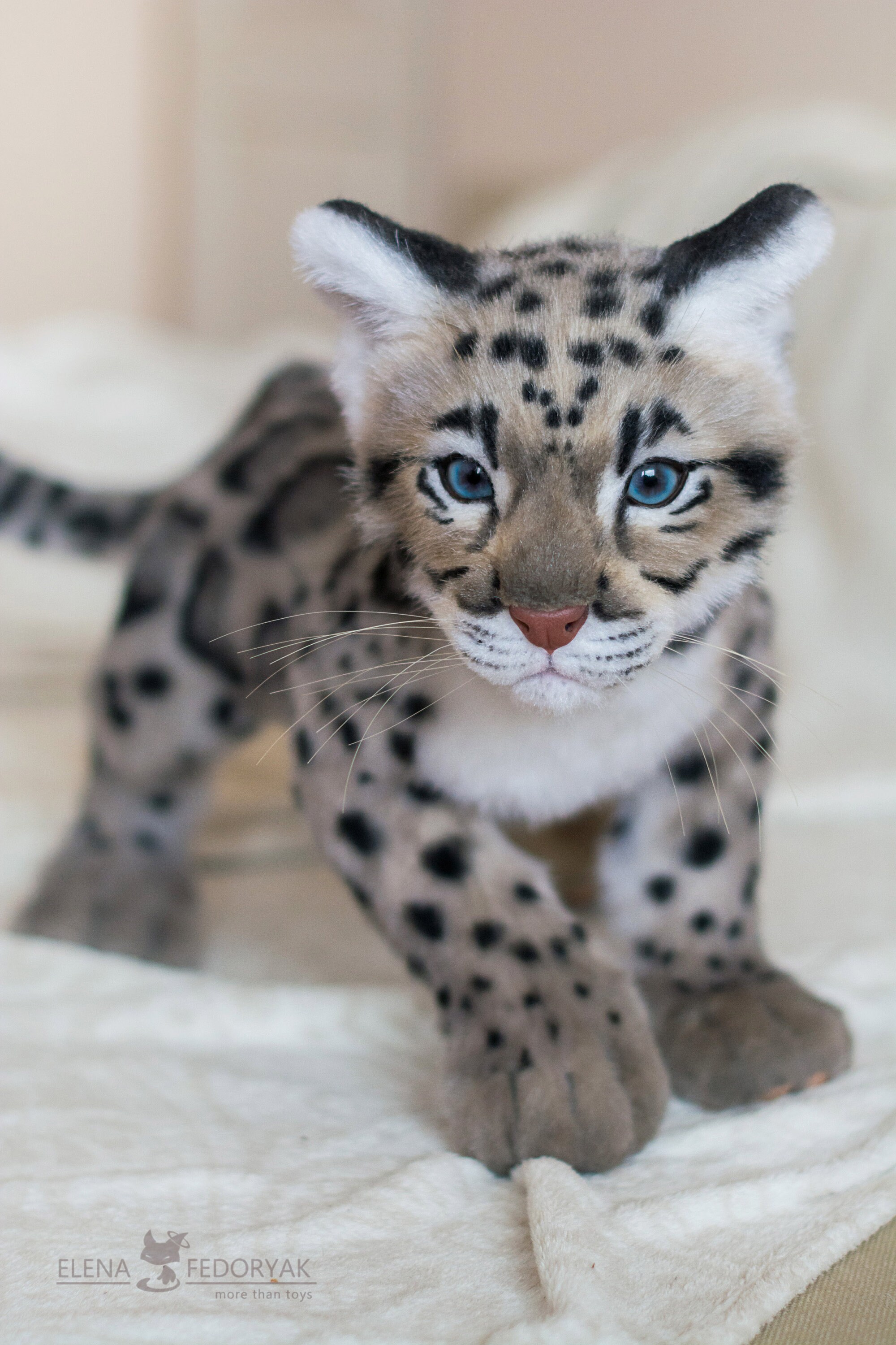 Smoky Leopard Cub. Realistic Life Size Toy. OOAK Artist Handmade ...