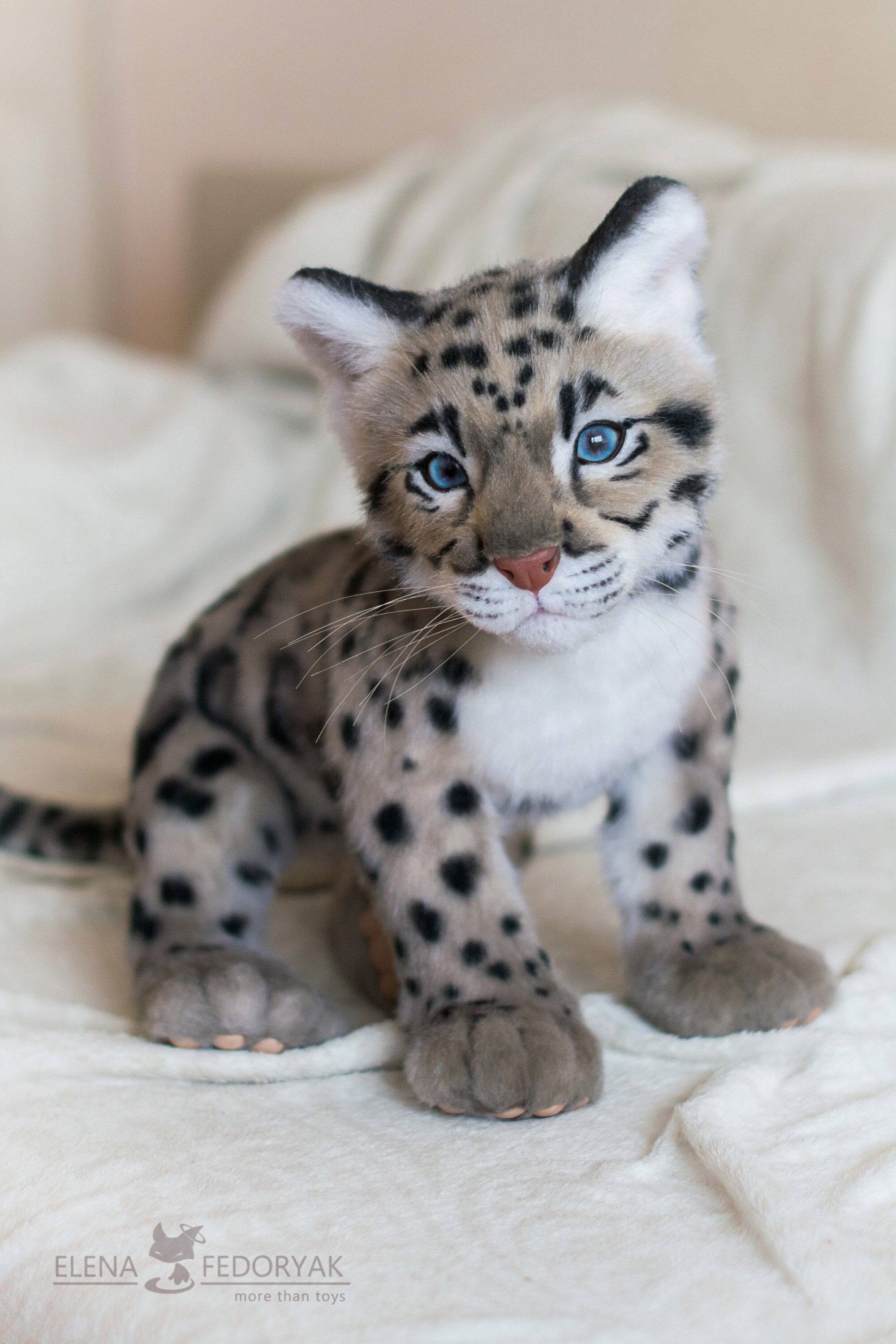 Smoky Leopard Cub. Realistic Life Size Toy. OOAK Artist Handmade ...