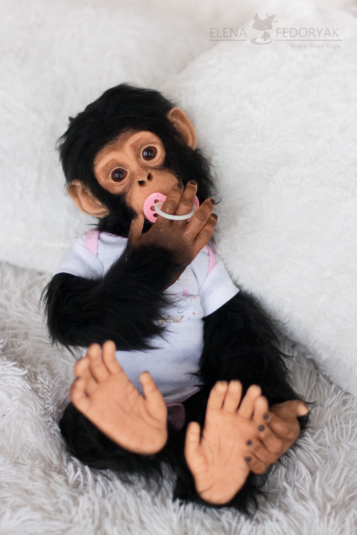 Baby Chimp Maisie Life Size Realistic Movable Toy. OOAK Artist Handmade ...