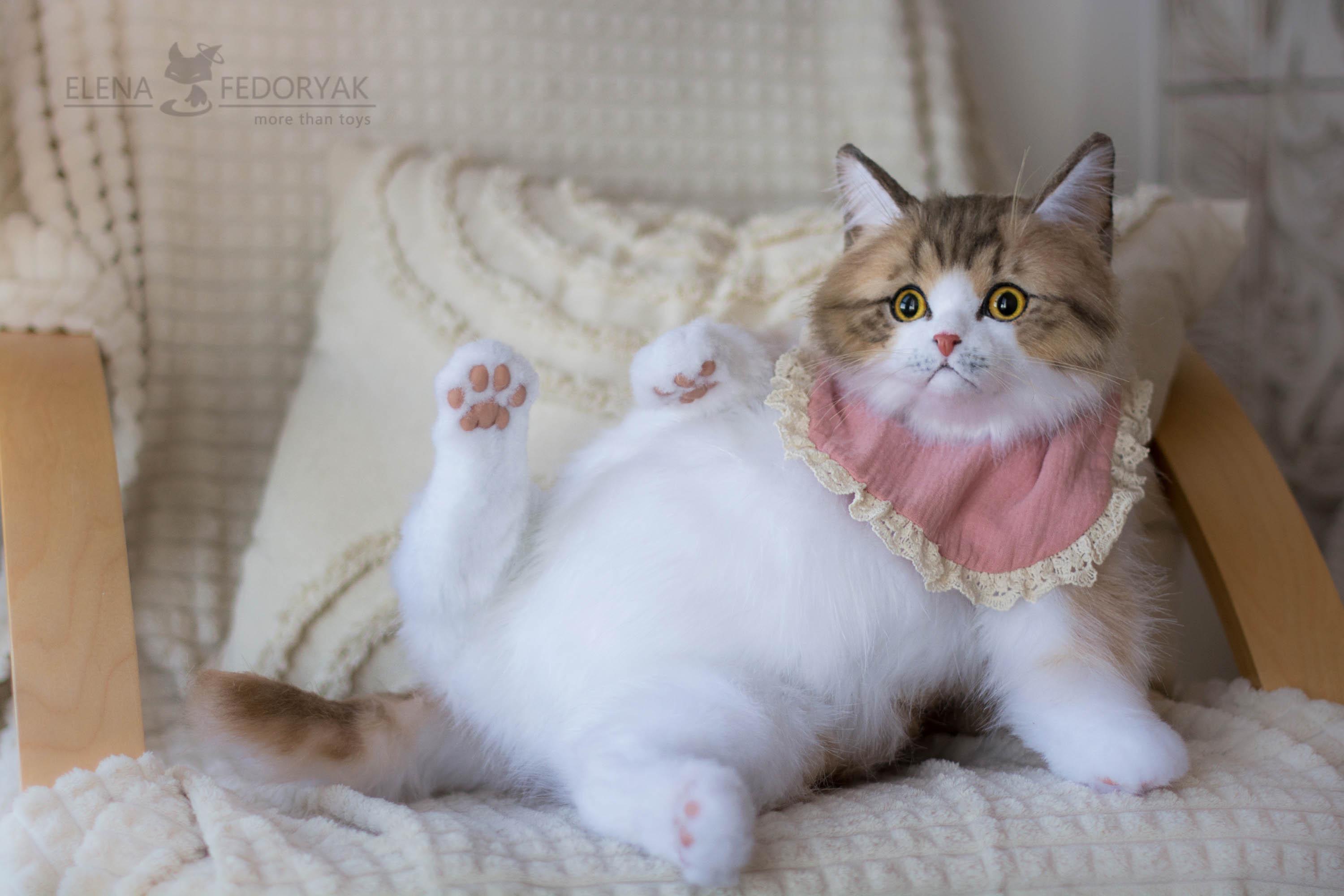 Manana. Kawaii Cute Cat. Realistic Pose Able Cat (MADE to ORDER/ Shown ...