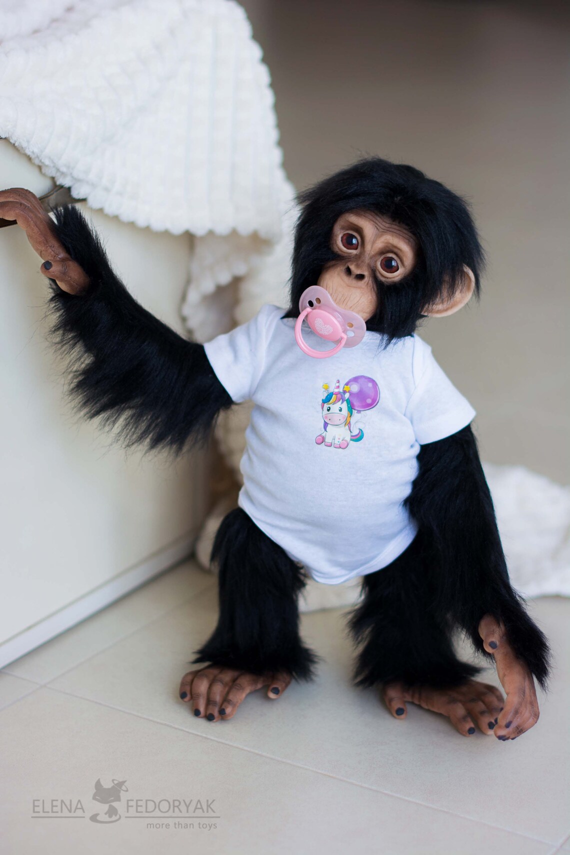 Baby Chimp Cookie Life Size Realistic Movable Toy. OOAK Artist Handmade ...