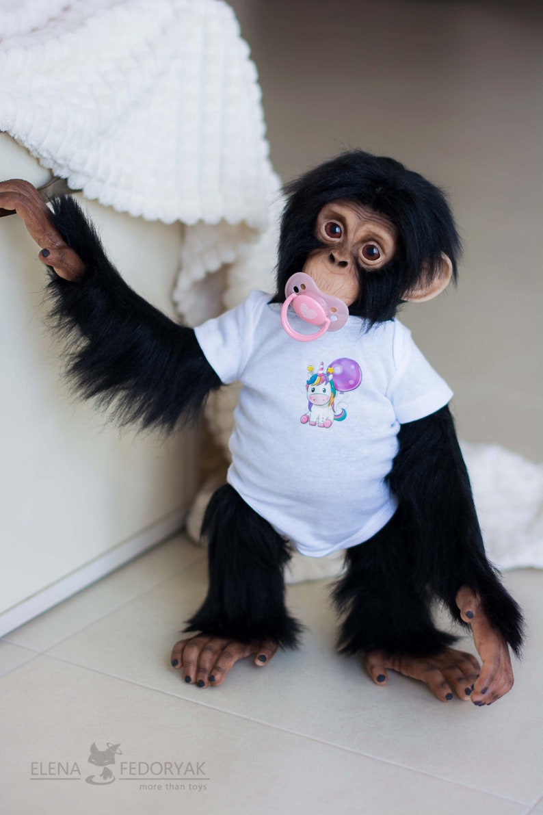 Baby Chimp Cookie Life Size Realistic Movable Toy. OOAK Artist Handmade ...