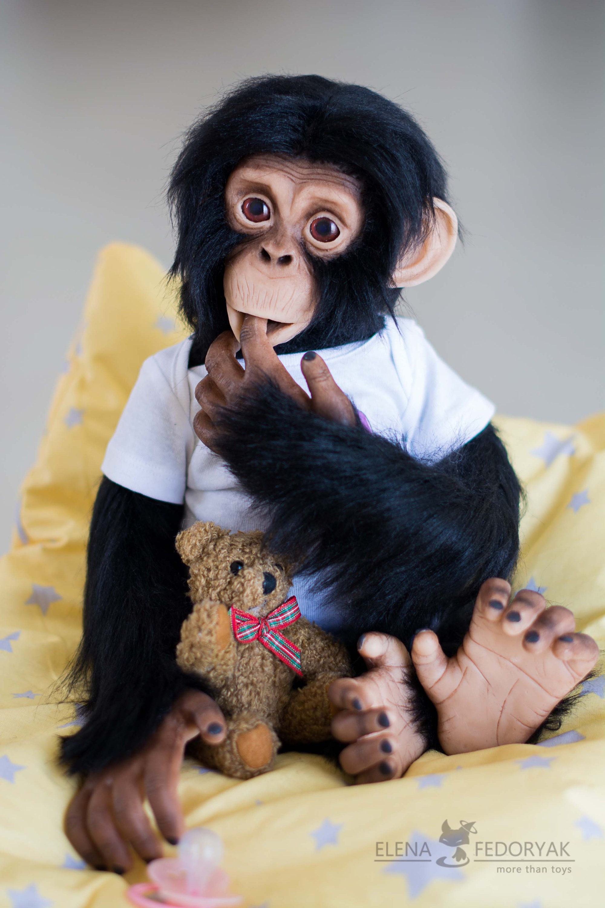 Baby Chimp Cookie - Life Size Realistic Movable Toy. OOAK Artist ...