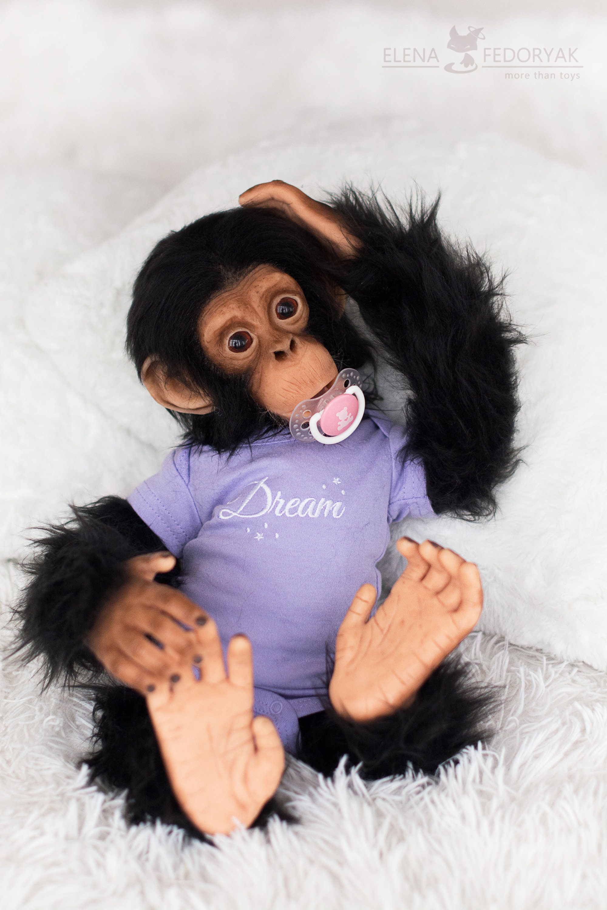 Baby Chimp Mini Life Size Realistic Movable Toy. OOAK Artist Handmade ...