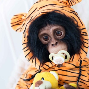 Baby Chimp Tigra - Life Size Realistic Movable Toy. OOAK Artist ...