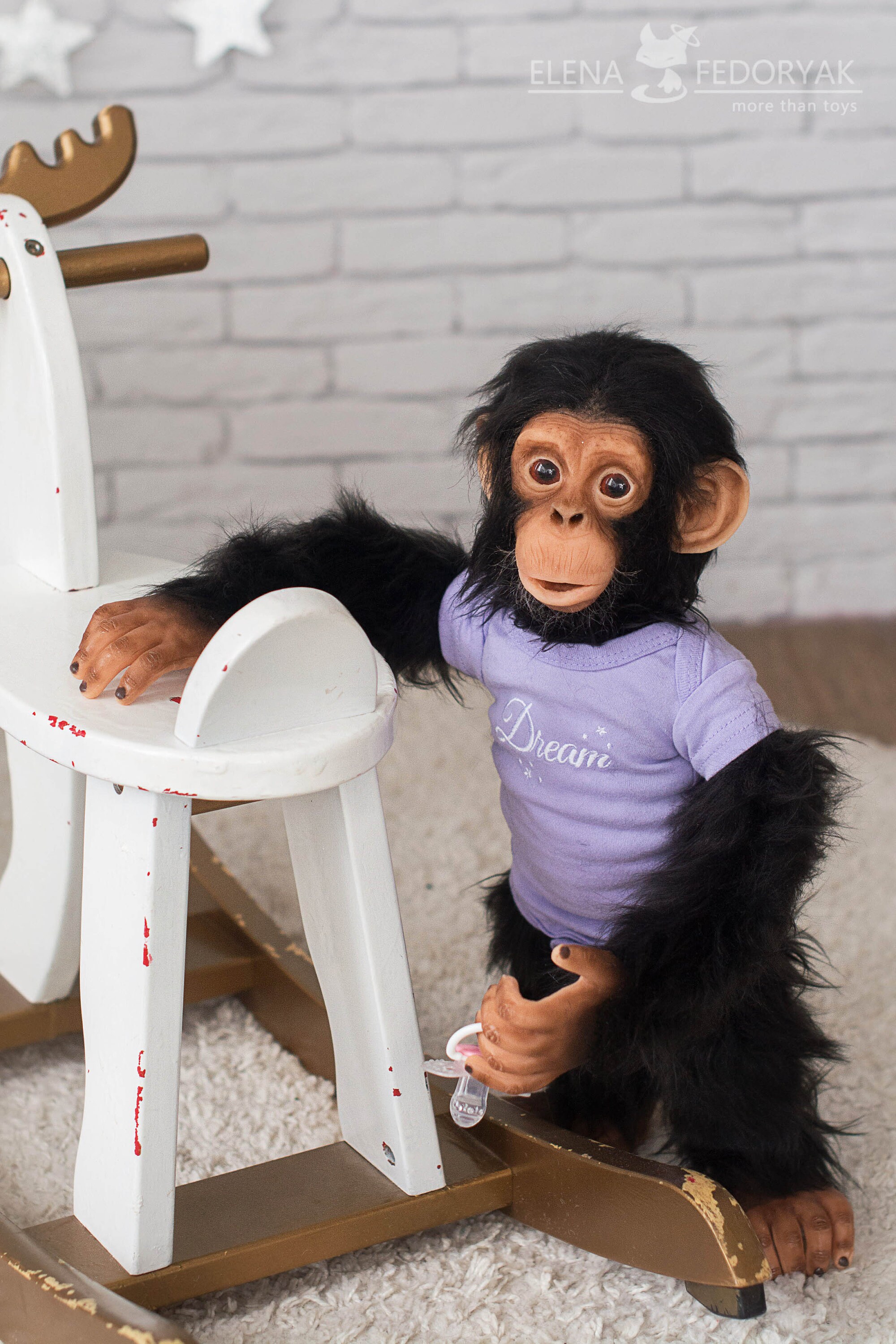 Baby Chimp Mini Life Size Realistic Movable Toy. OOAK Artist Handmade ...