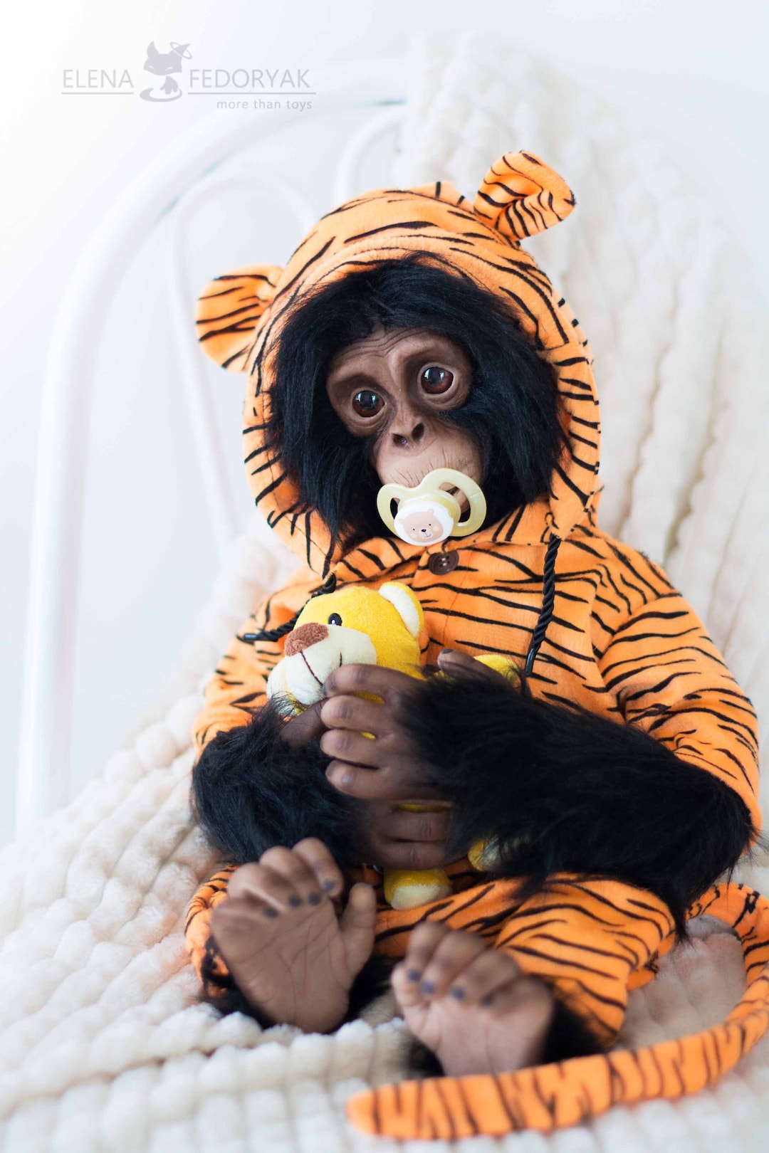 Baby Chimp Tigra - Life Size Realistic Movable Toy. OOAK Artist ...