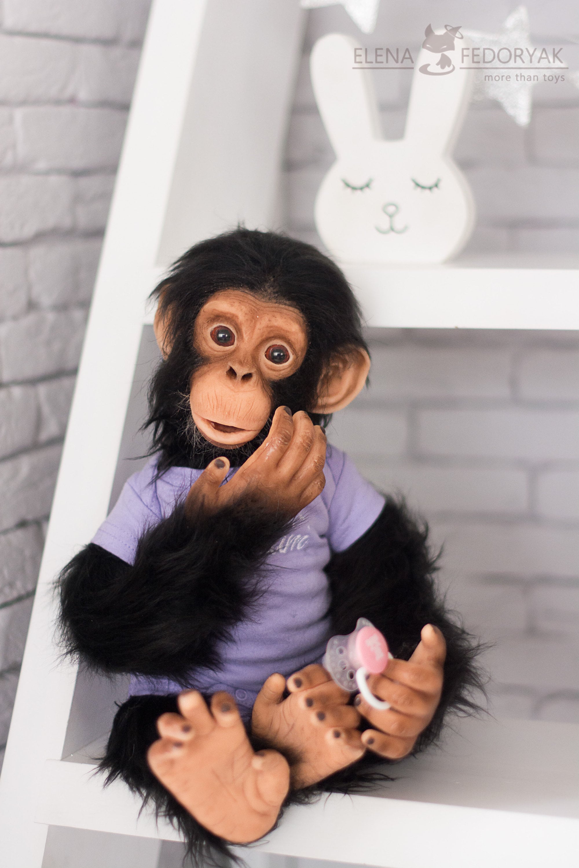 Baby Chimp Mini Life Size Realistic Movable Toy. OOAK Artist Handmade ...