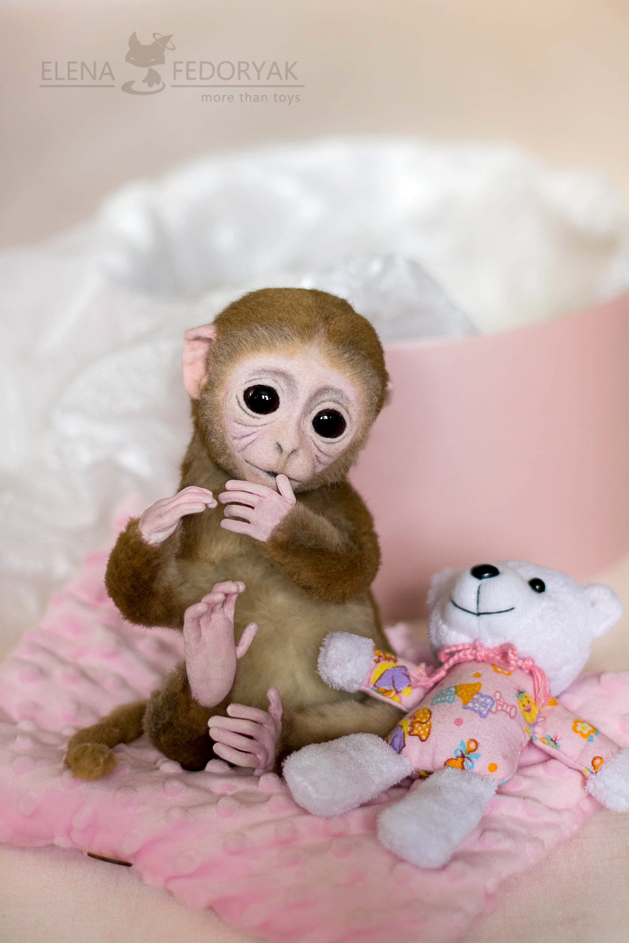 Baby Monkey Lilu Realistic Toy. OOAK Artist Handmade Collectible Animal ...