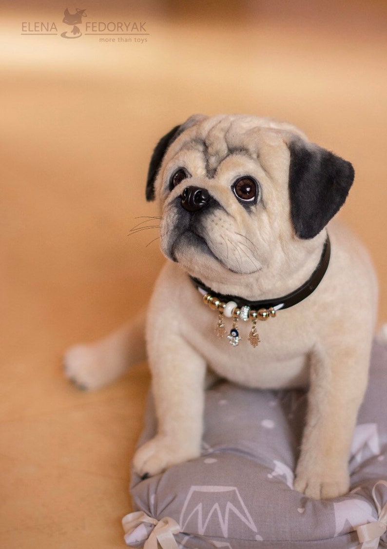 Pug. Real Size Poseable Realistic Toy. OOAK. Handmade Collectible ...