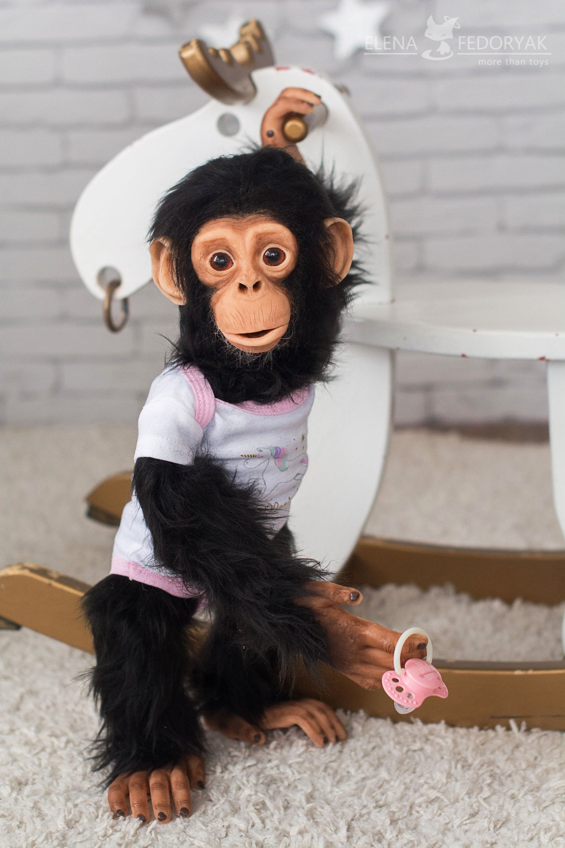 Baby Chimp Maisie Life Size Realistic Movable Toy. OOAK Artist Handmade ...