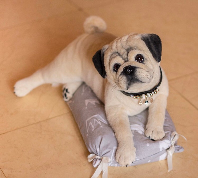Pug. Real Size Poseable Realistic Toy. OOAK. Handmade Collectible ...