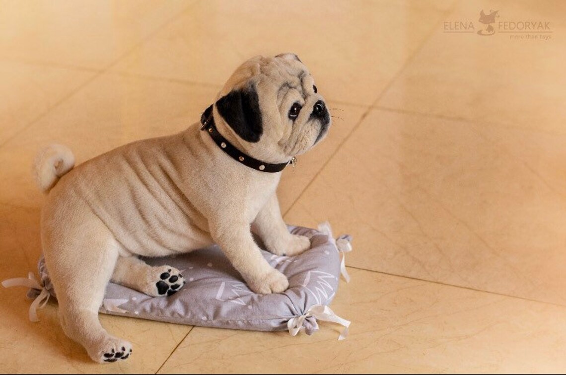 Pug. Real Size Poseable Realistic Toy. OOAK. Handmade Collectible ...