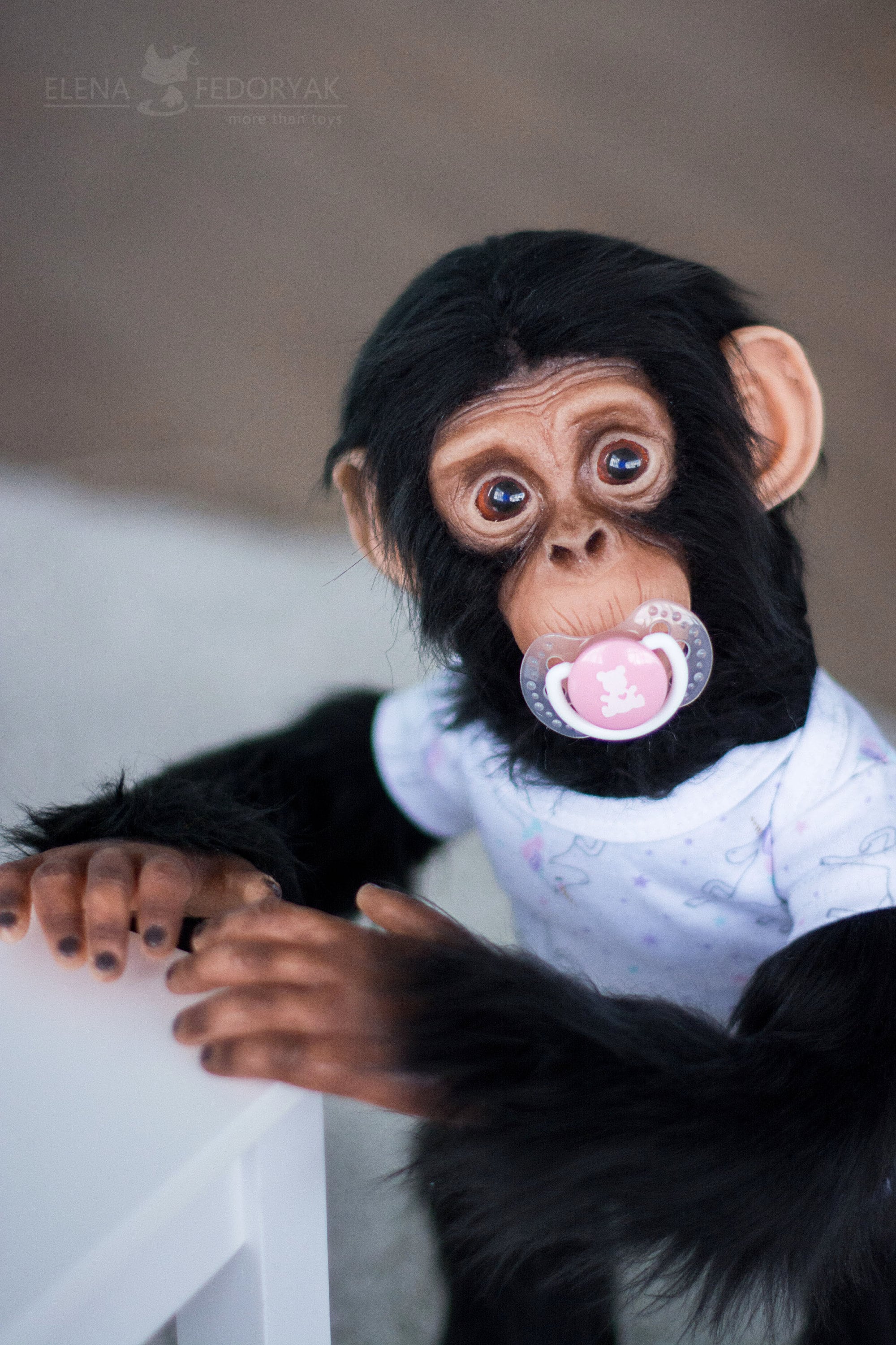 Baby Chimp Sarah Life Size Realistic Movable Toy. OOAK Artist Handmade ...