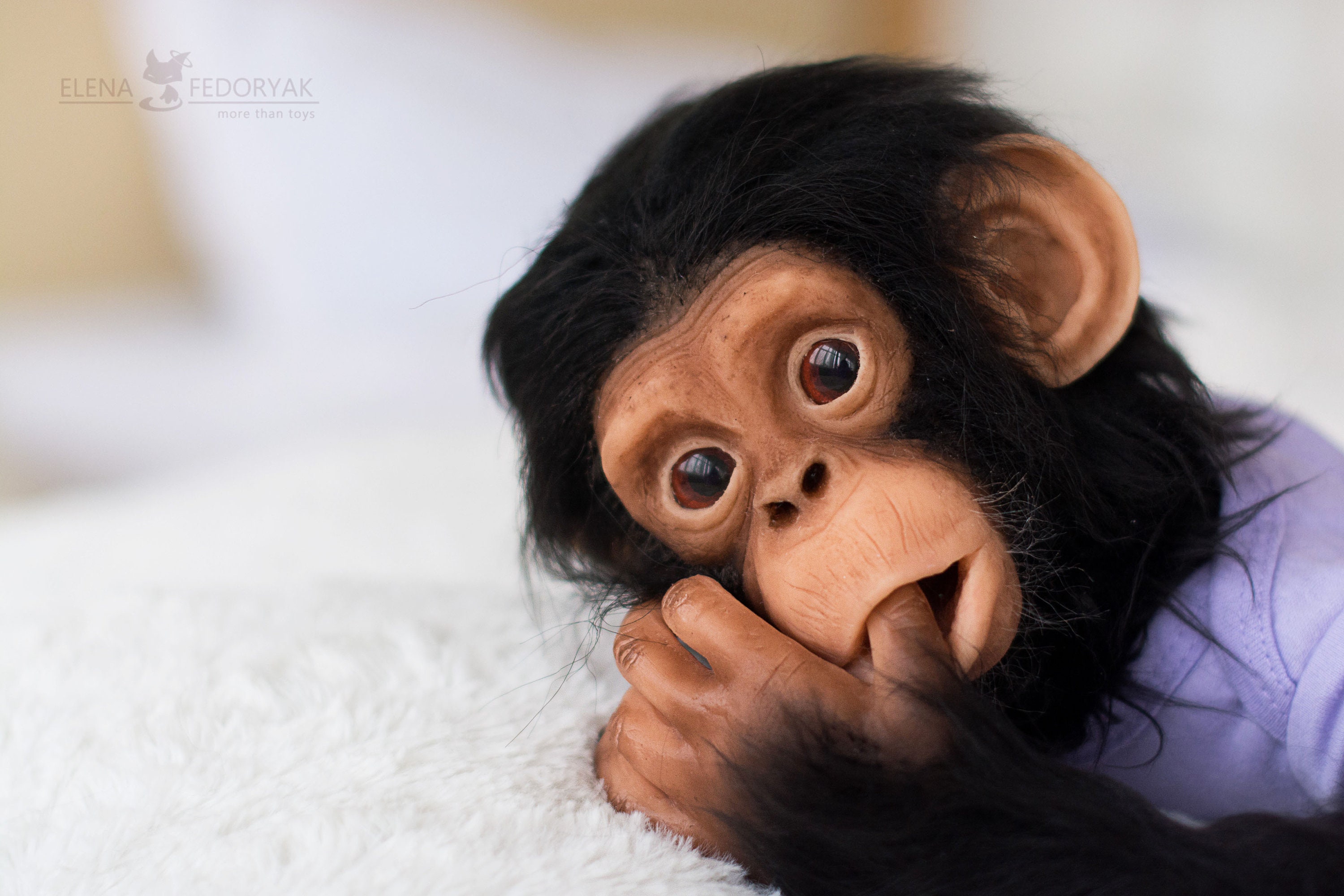Baby Chimp Mini Life Size Realistic Movable Toy. OOAK Artist Handmade ...