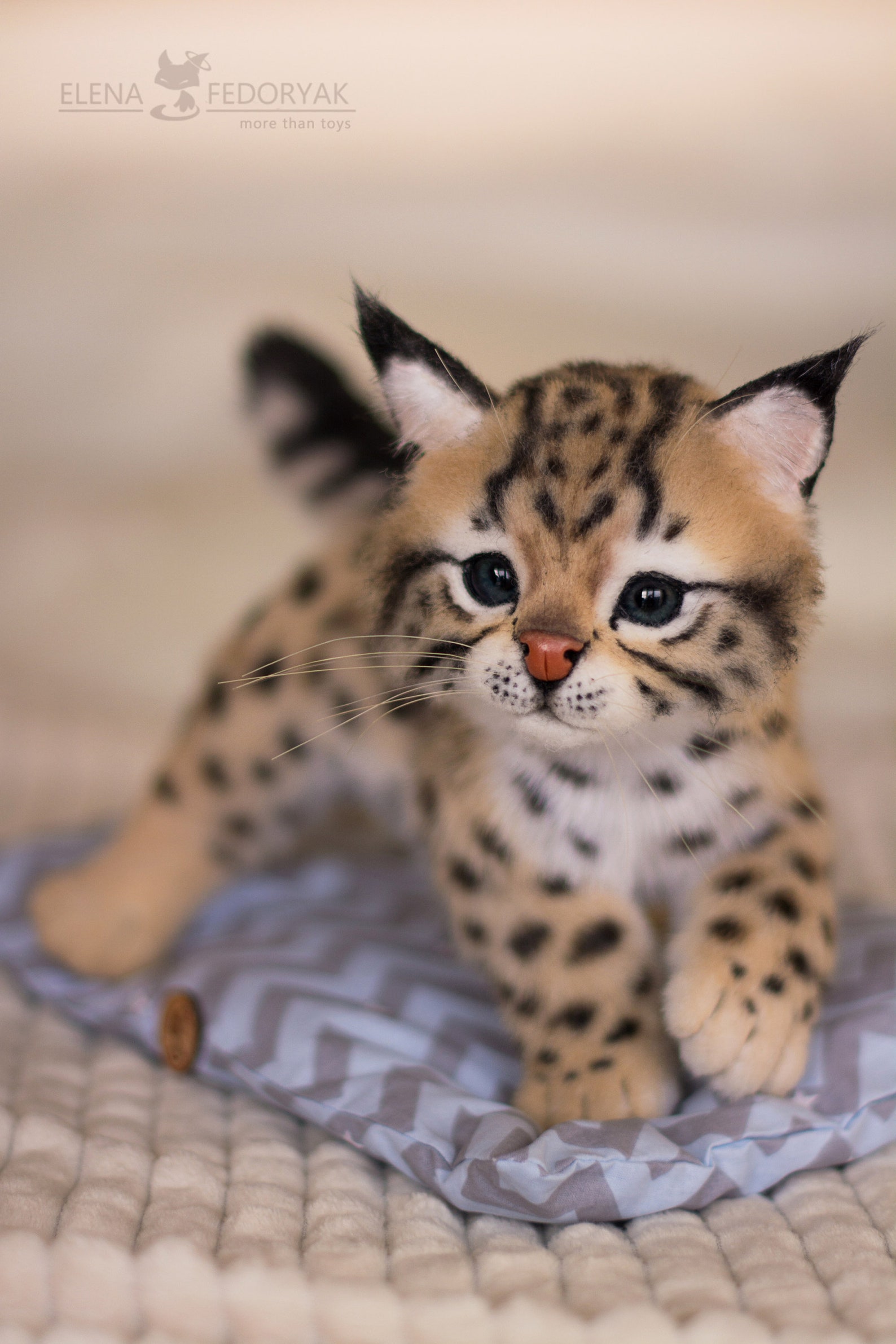 Lynx Kitten Lifesize Plush Toy. OOAK Artist Handmade Collectible Animal ...