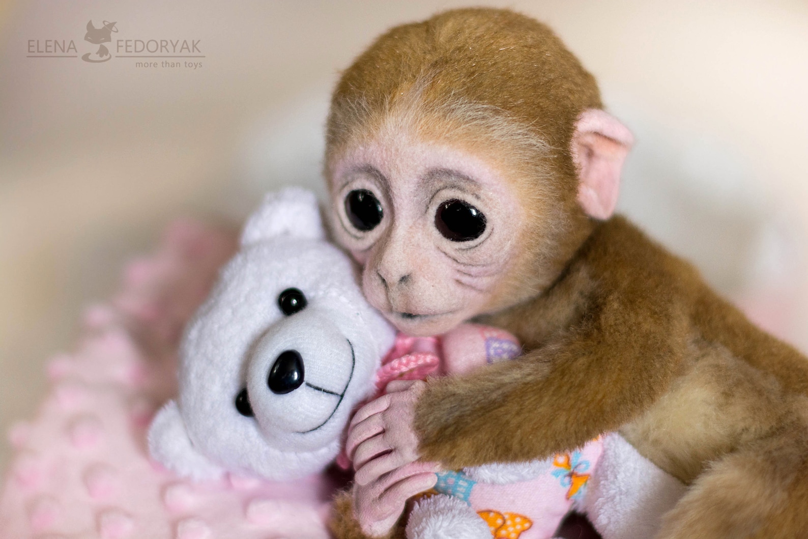 Baby Monkey Lilu Realistic Toy. OOAK Artist Handmade Collectible Animal ...