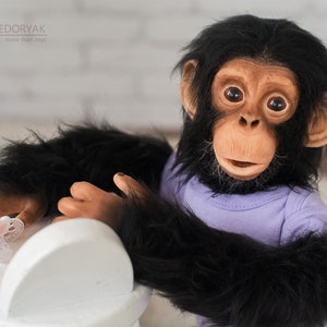 Baby Chimp Mini - Life Size Realistic Movable Toy. OOAK Artist Handmade ...