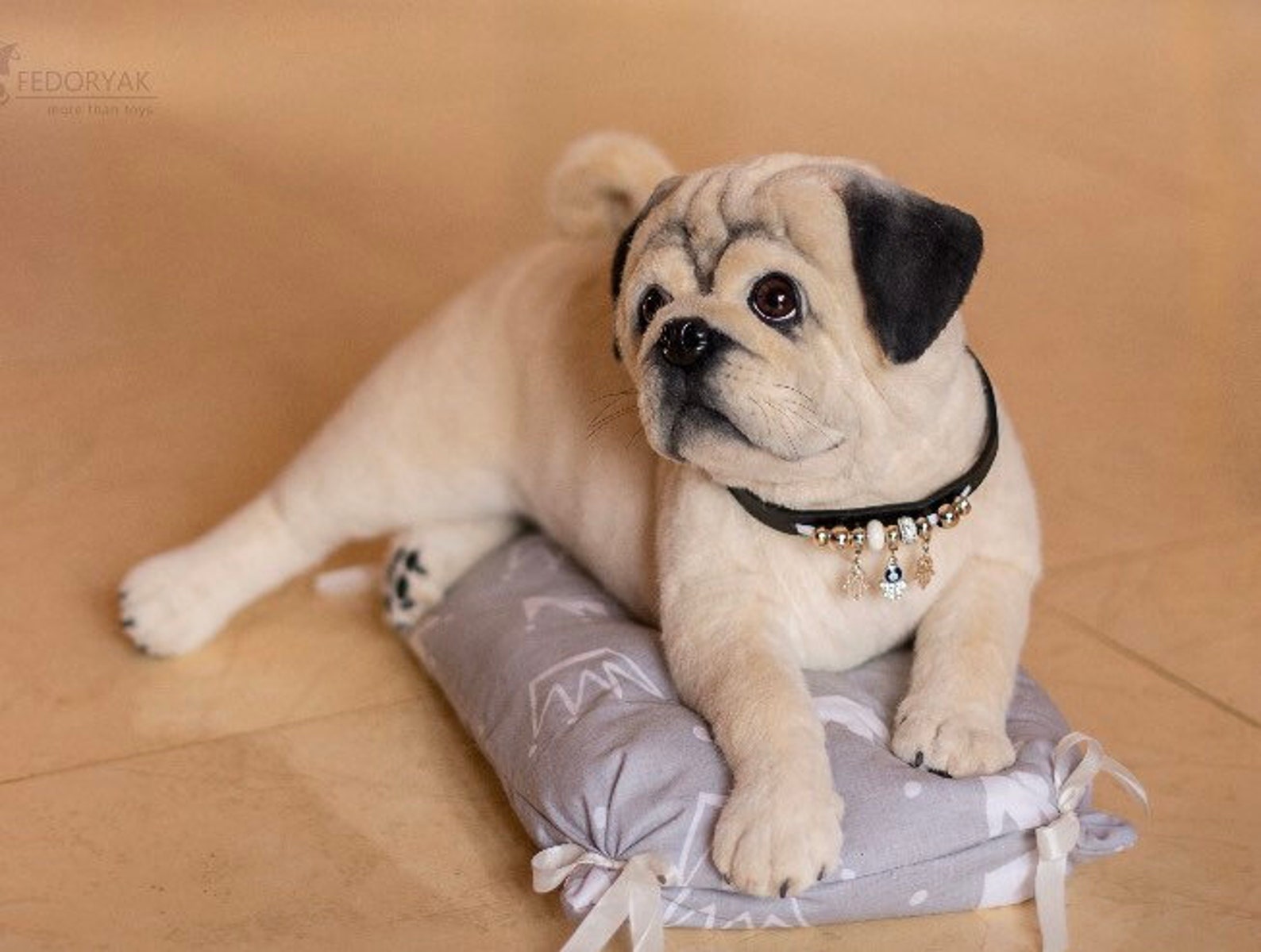 Pug. Real Size Poseable Realistic Toy. OOAK. Handmade Collectible ...