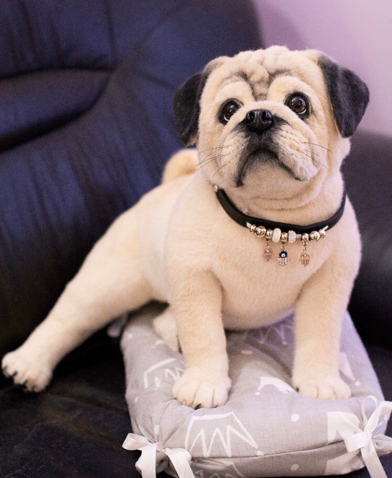 Pug. Real Size Poseable Realistic Toy. OOAK. Handmade Collectible ...