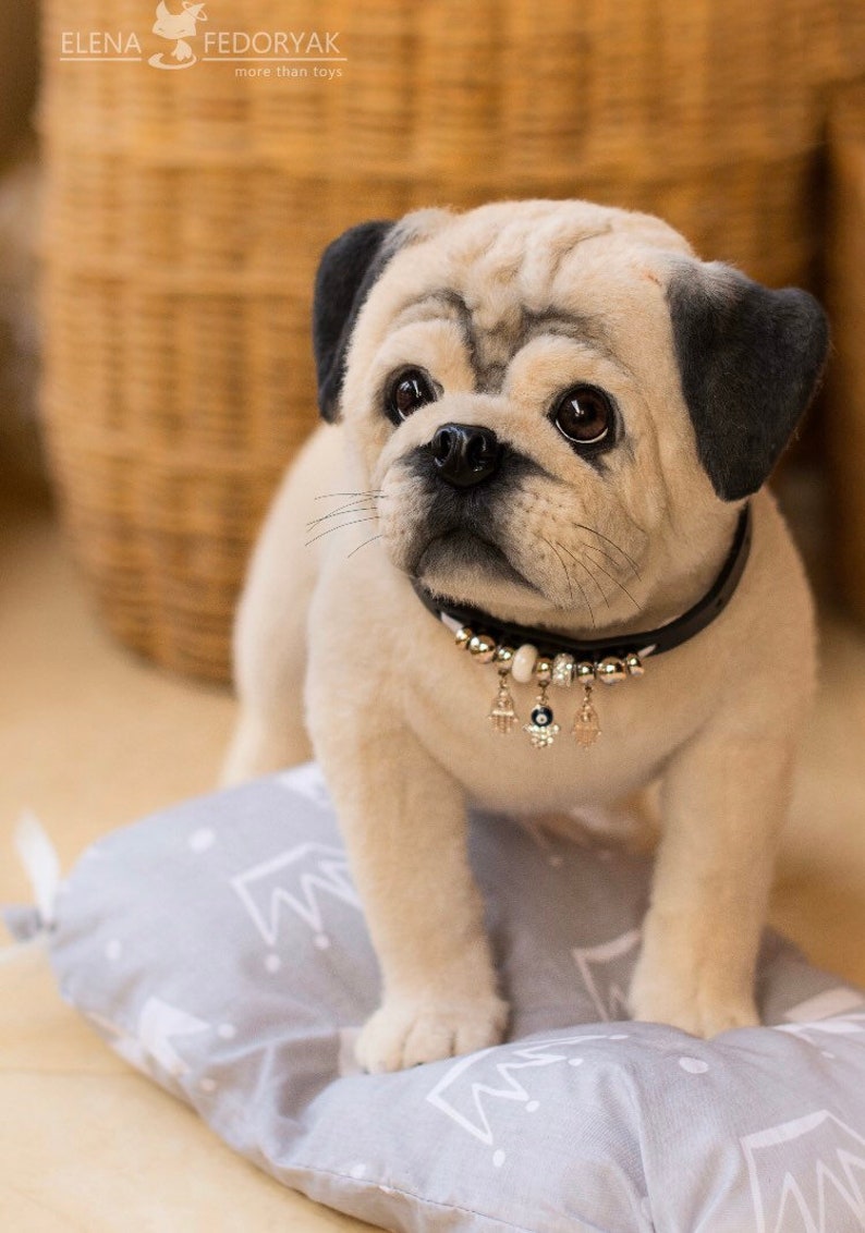 Pug. Real Size Poseable Realistic Toy. OOAK. Handmade Collectible ...