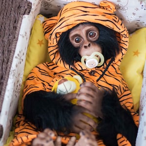 Baby Chimp Tigra - Life Size Realistic Movable Toy. OOAK Artist ...