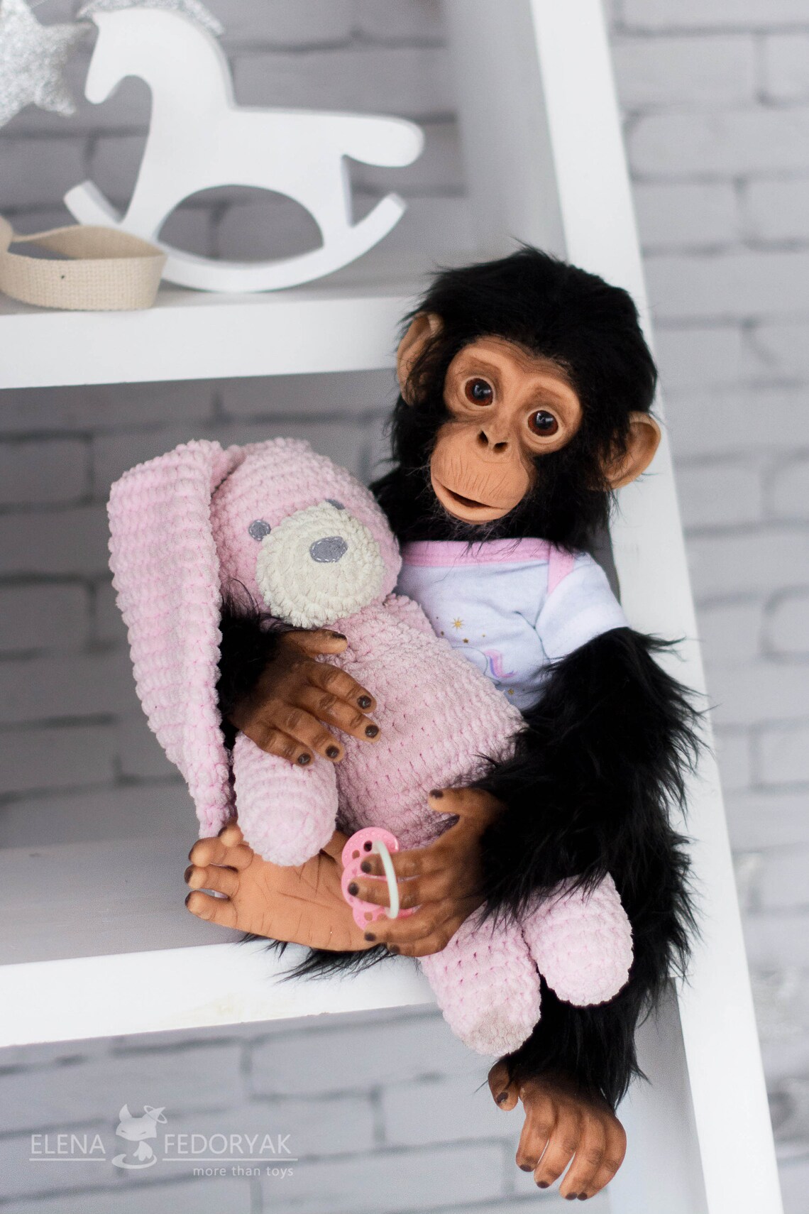 Baby Chimp Maisie Life Size Realistic Movable Toy. OOAK Artist Handmade ...