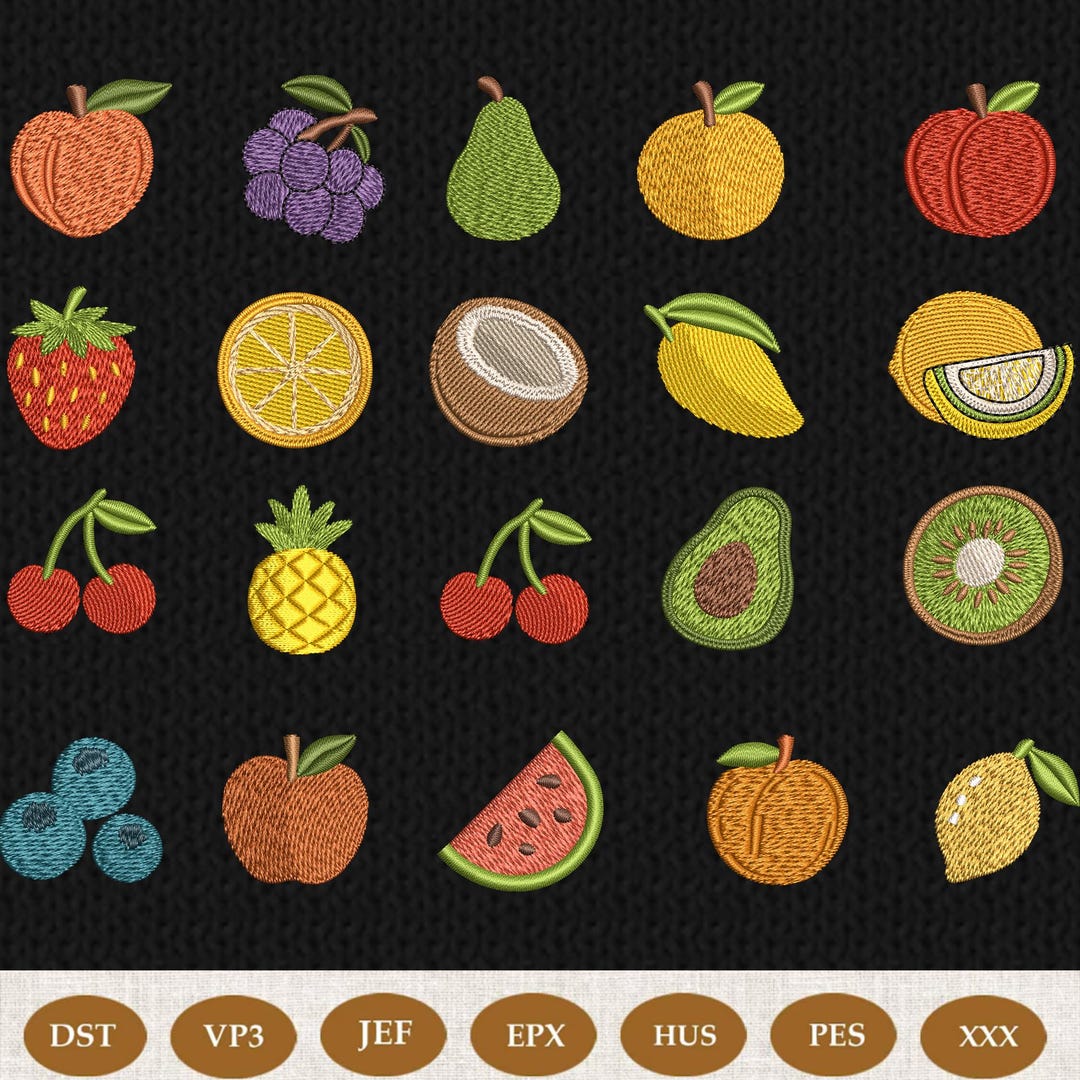 Mini Fruit Embroidery Design: 20 Botanical Patterns (digital Download ...