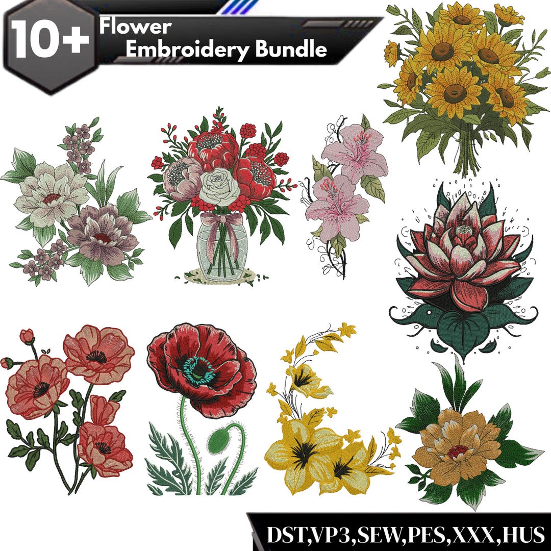Flower Embroidery Design, Floral Embroidery, Wildflower Embroidery ...