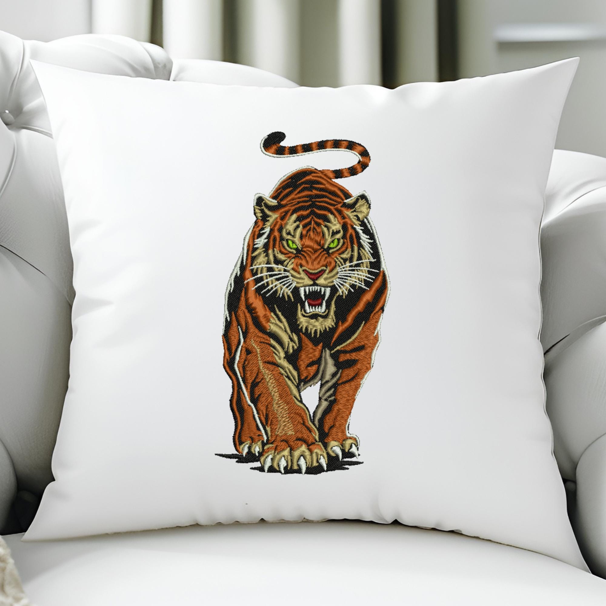 Tiger Embroidery Design, Walking Tiger Embroidery, Safari Embroidery ...