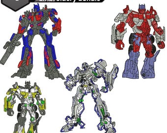 Transformer Embroidery Designs, Robot Embroidery, Yellow Fighting Robot ...