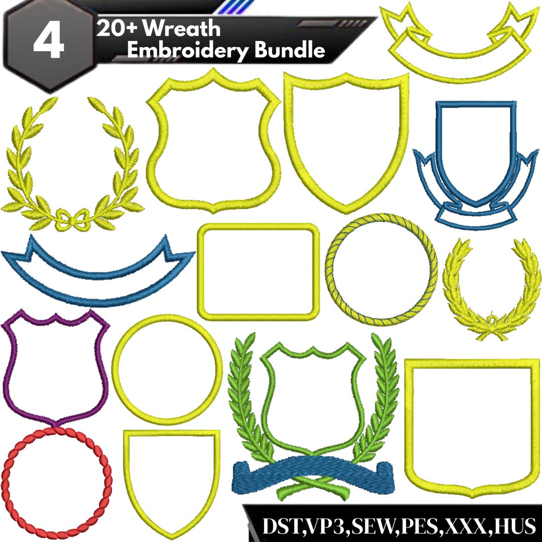 Badge Embroidery Designs, Elements Embroidery, Shield Heraldic Frame ...