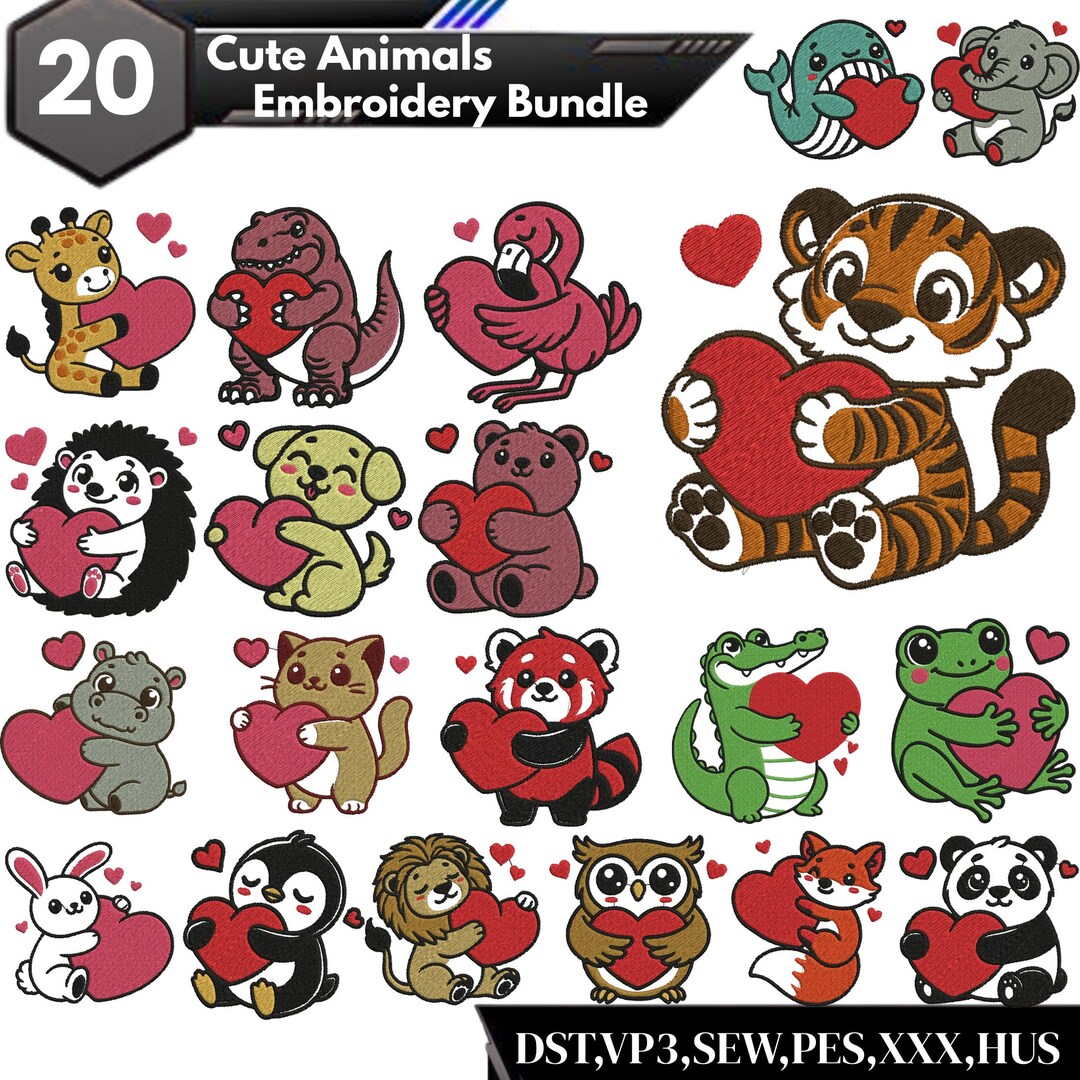 Mini Cute Animals Embroidery Design, Baby Animals Embroider Designs ...