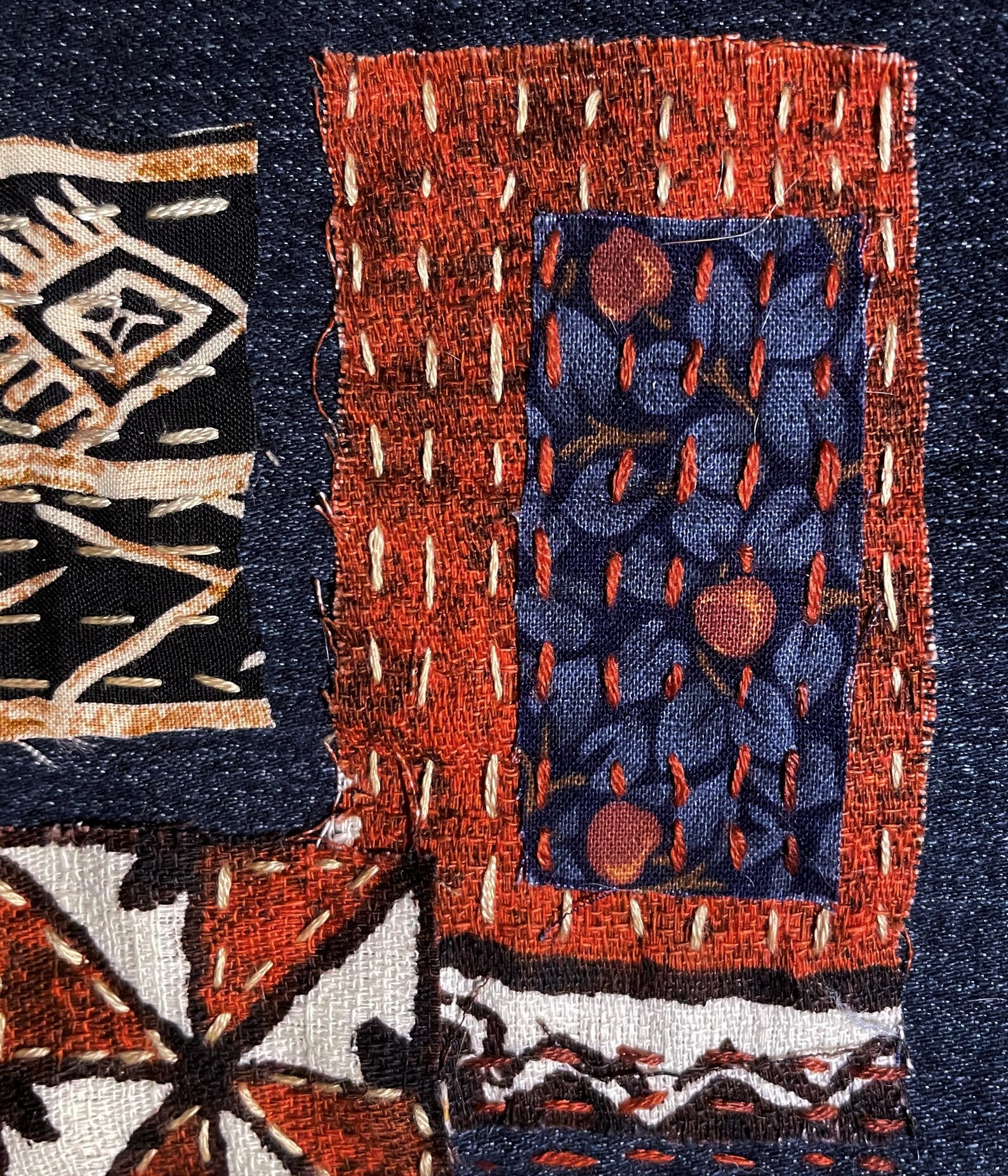 Boro Patch With Sashiko Stitching Denim and Cotton | Etsy