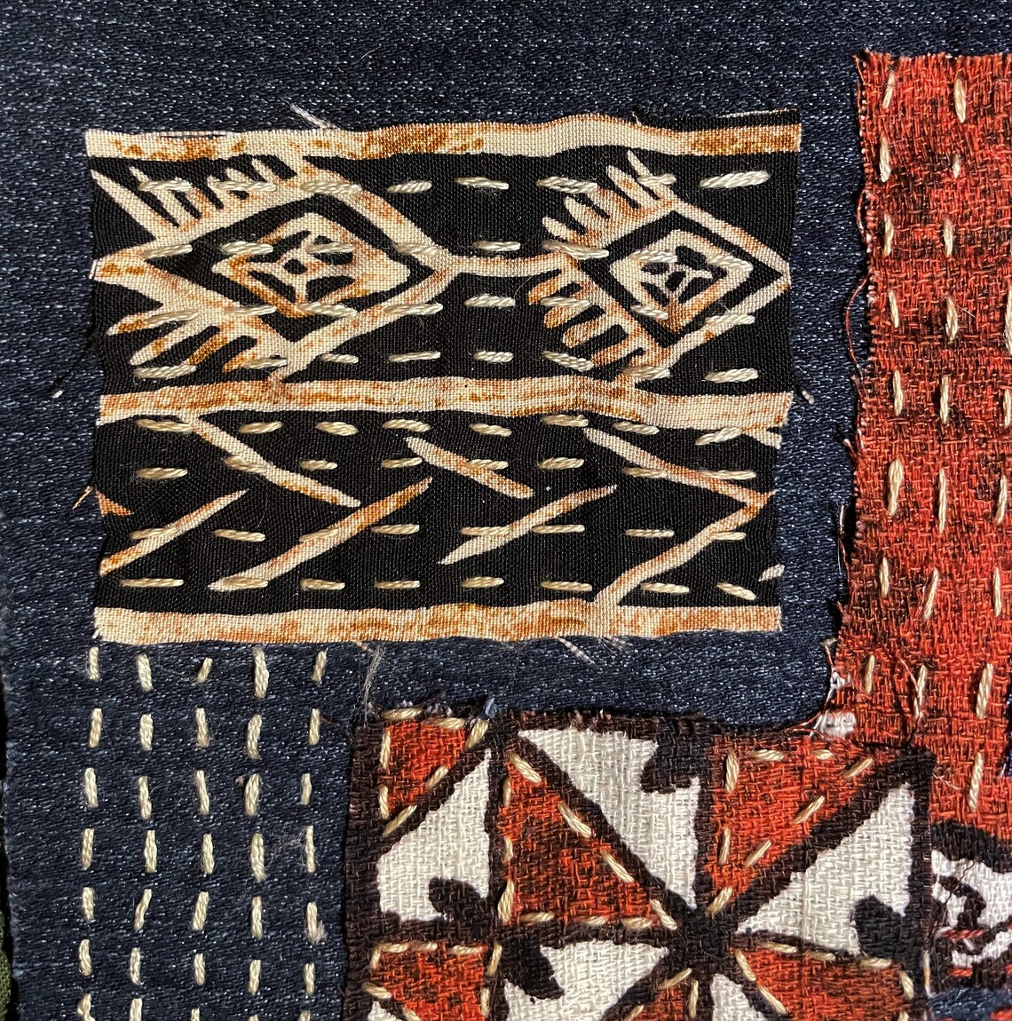 Boro Patch With Sashiko Stitching Denim and Cotton | Etsy