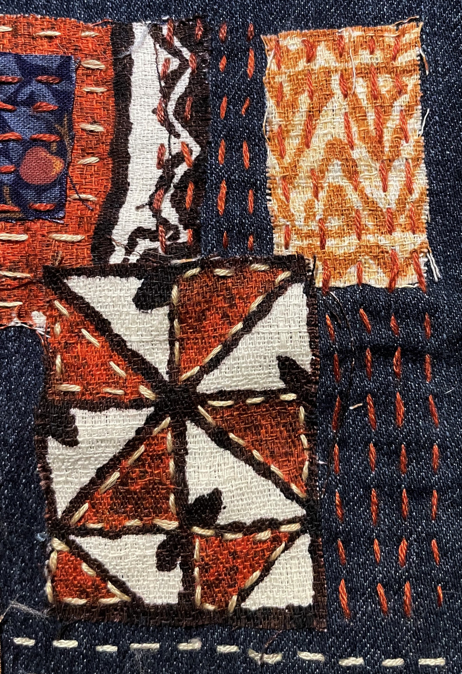 Boro Patch With Sashiko Stitching Denim and Cotton | Etsy