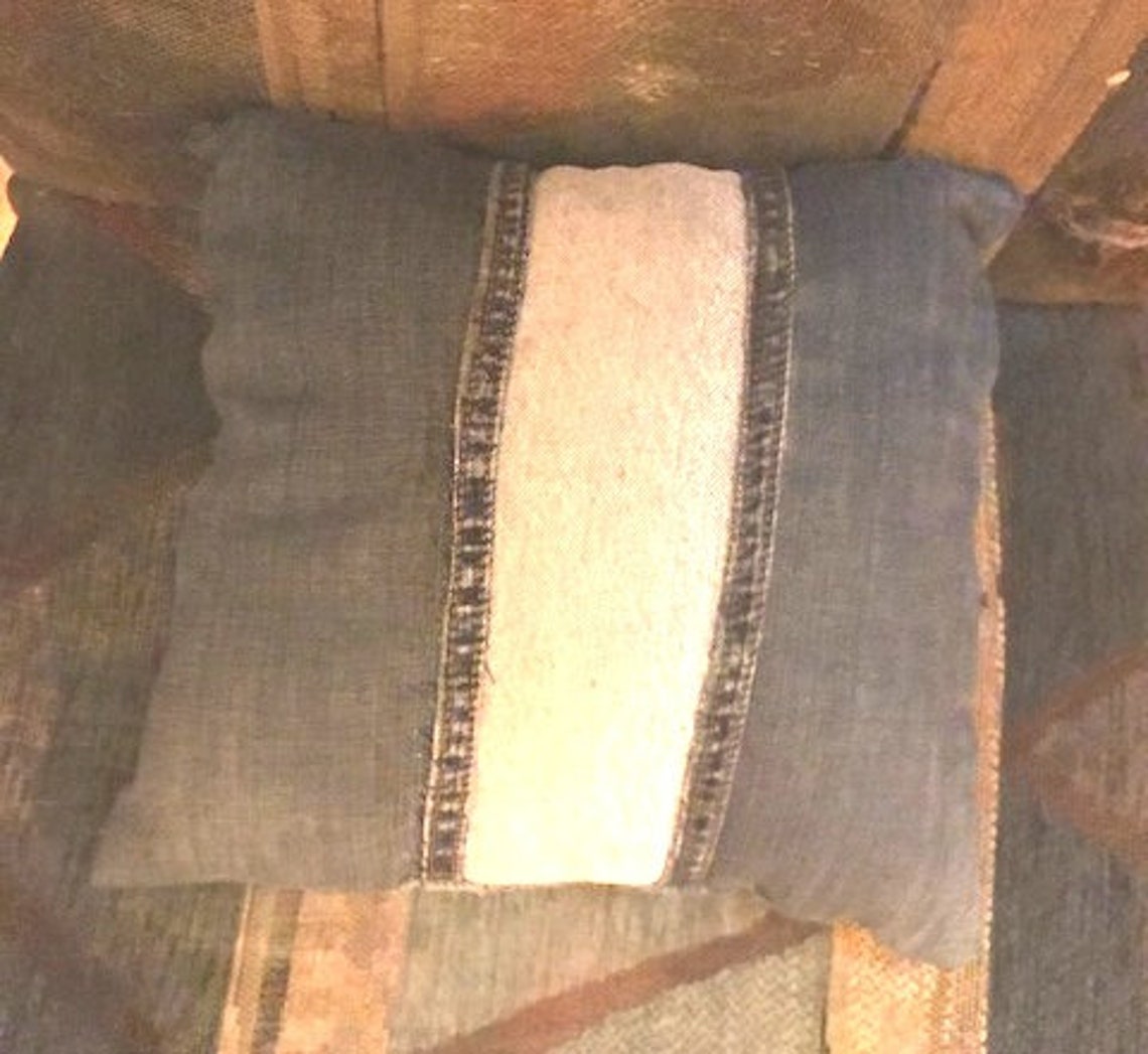 Denim Patchwork Pillow Upcycled From Blue Jeans - Etsy