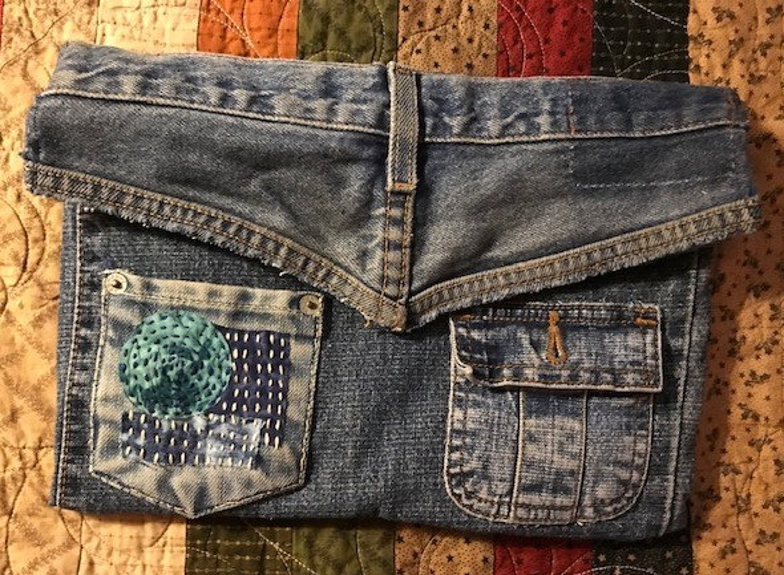Recycled Denim Tablet Cover/case With Sashiko Embroidery - Etsy