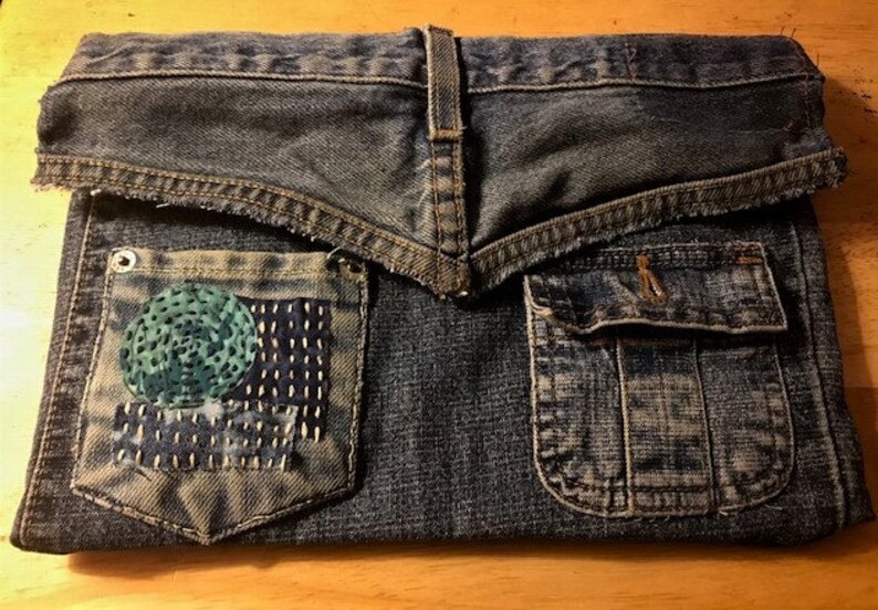 Recycled Denim Tablet Cover/case With Sashiko Embroidery | Etsy