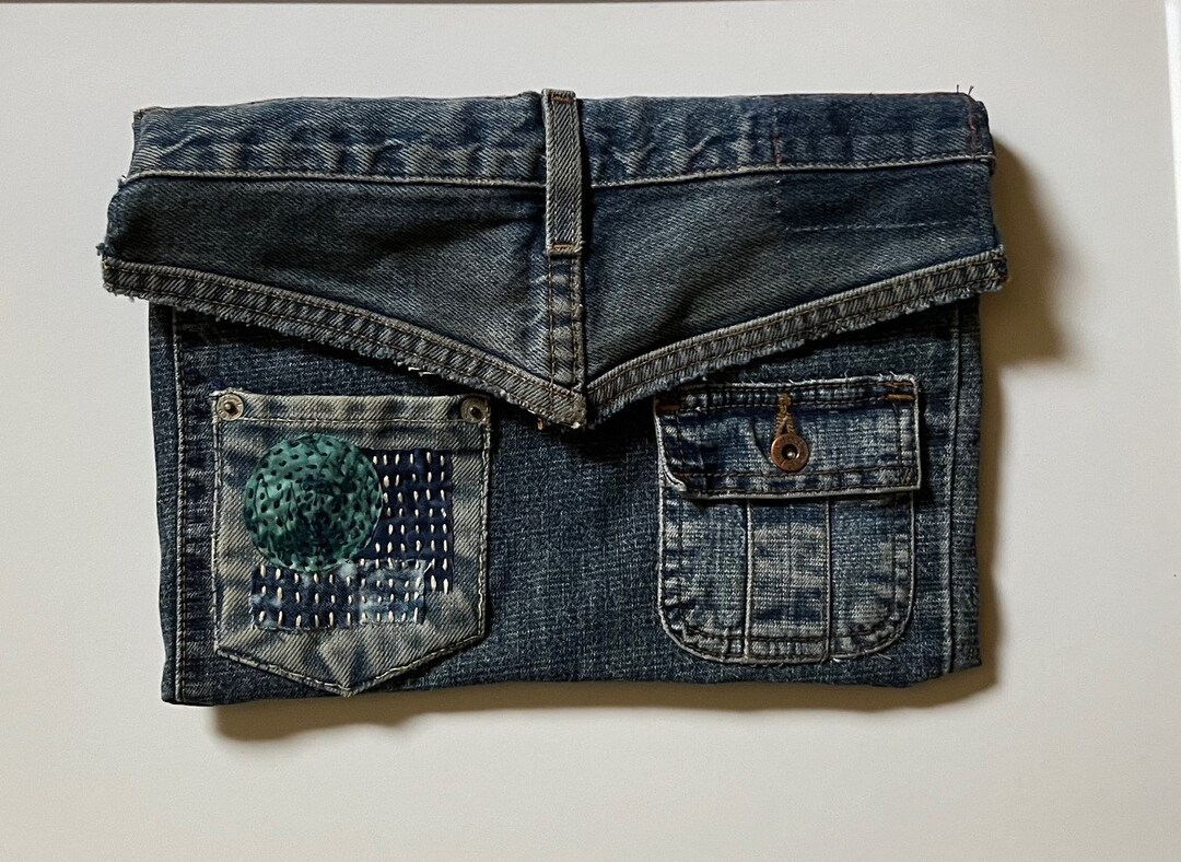 Recycled Denim Tablet Cover/case With Sashiko Embroidery - Etsy