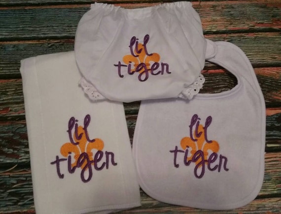 Lil Tiger Set tiger burp cloth tiger bib tiger bloomers | Etsy