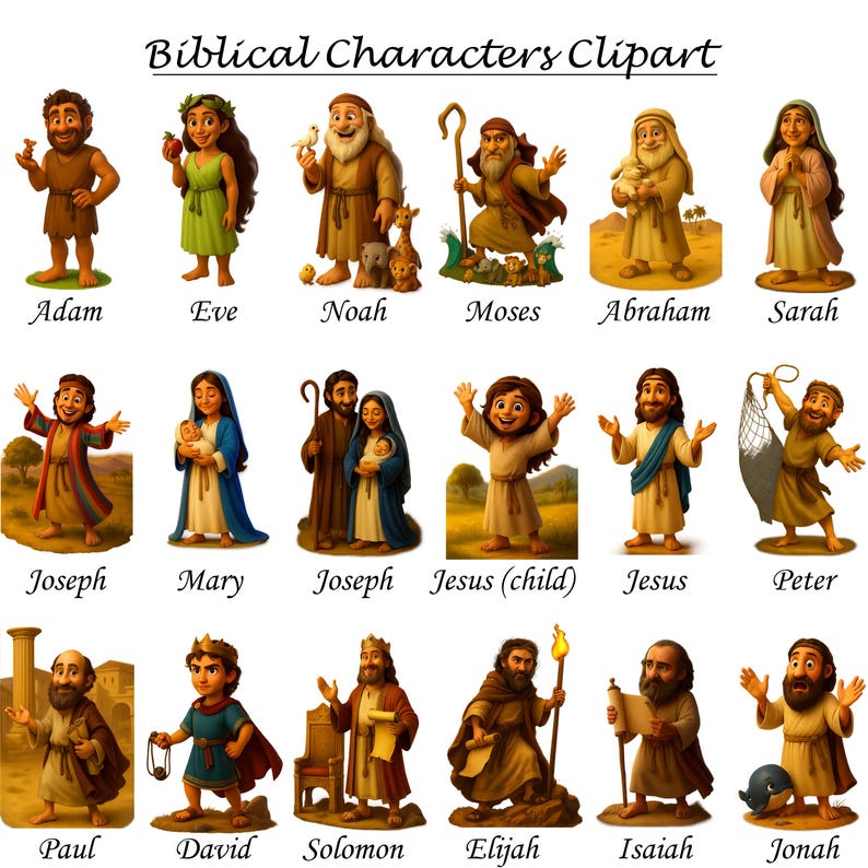 Biblical Characters Clipart Bundle: Old & New Testament PNG (digital ...
