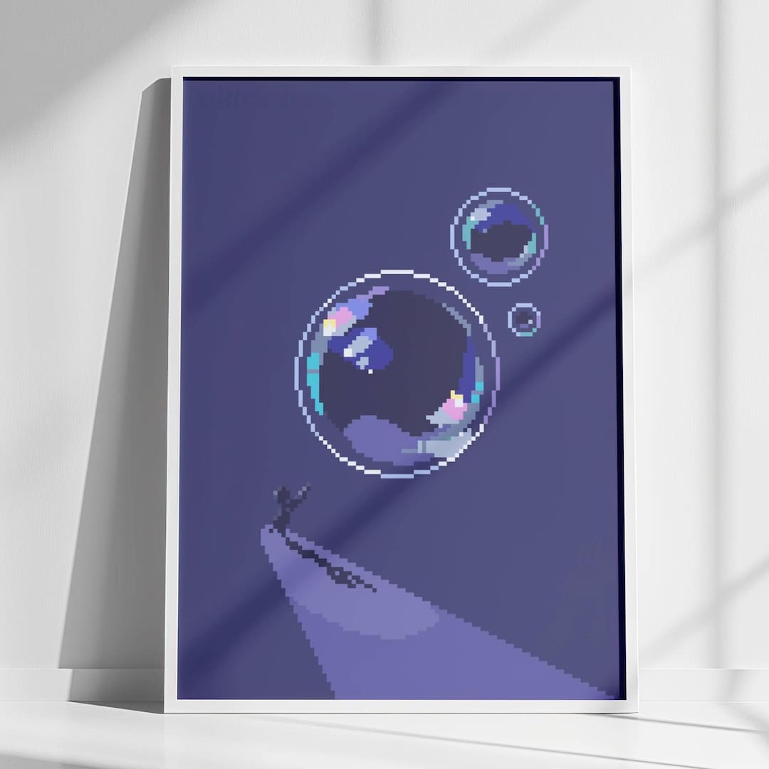 Pixel Art Bubble Spotlight Print | Purple Printable Wall Art | Home ...