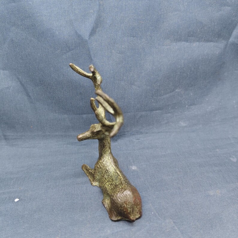 Vintage Bronze Antlered Deer Tea Pet | Textured Patina Lucky Animal ...