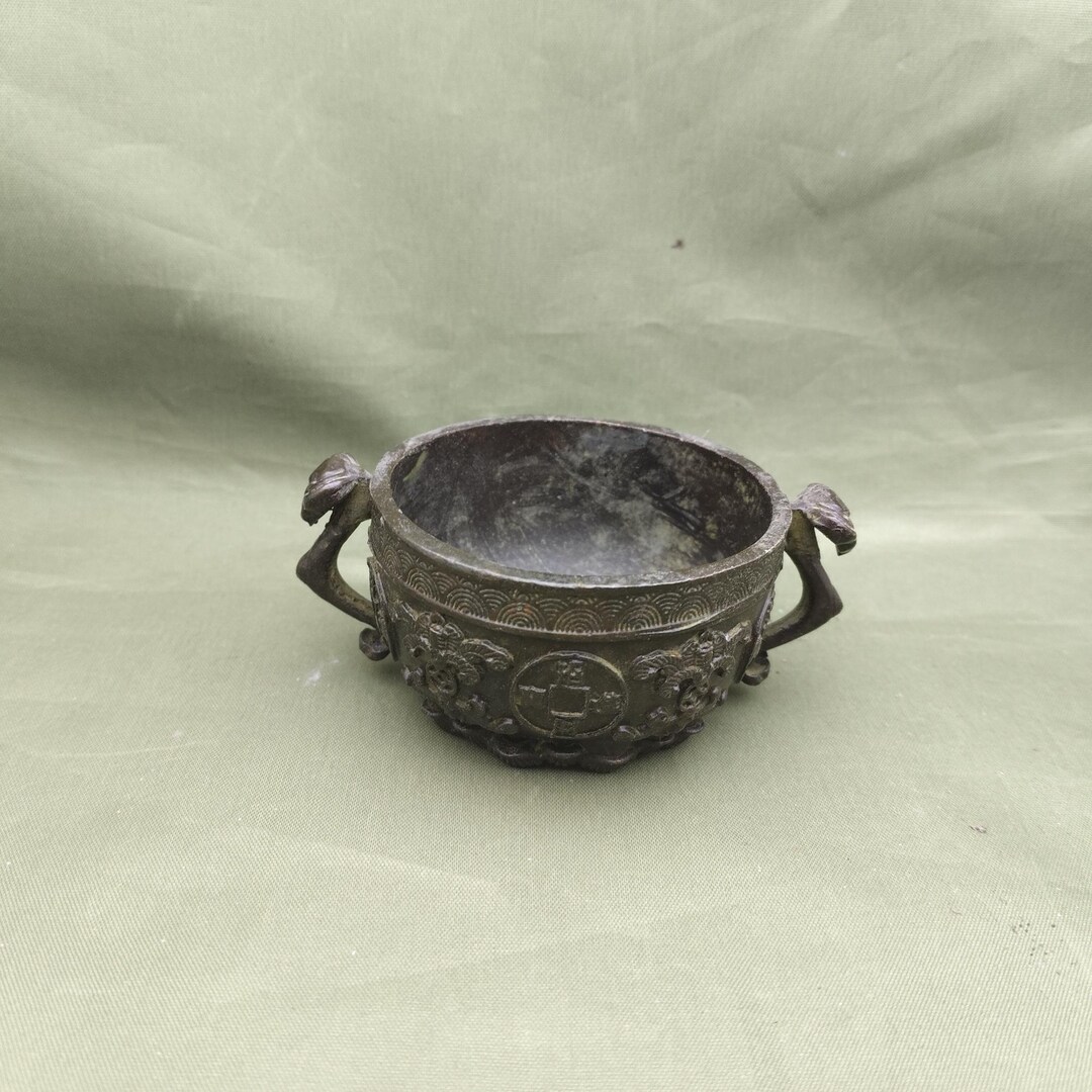 Vintage Bronze Auspicious Cloud Bat Incense Burner Tea Pet - Chinese ...