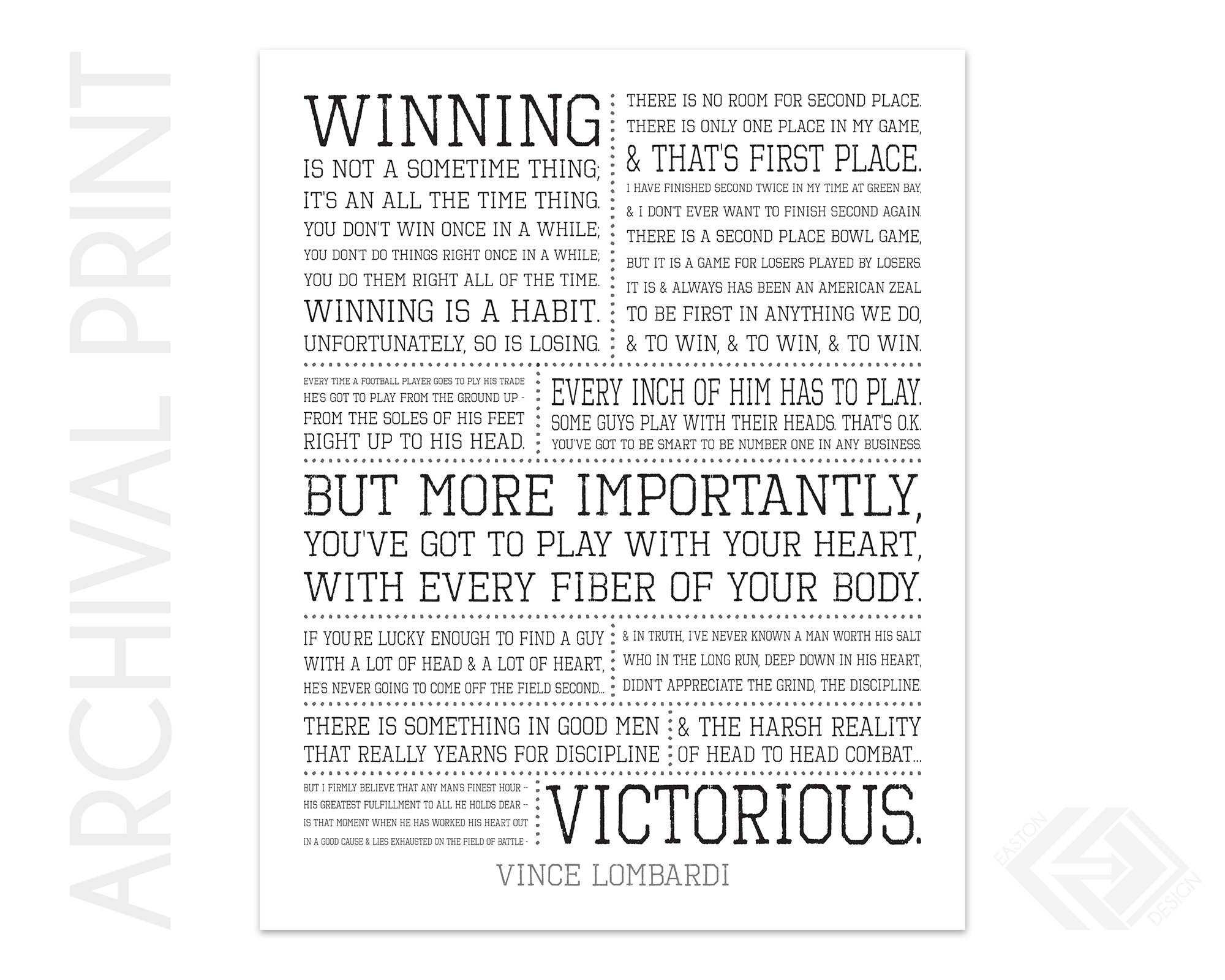 What It Takes to Be Number One - Vince Lombardi - Full Quote WINNING is ...