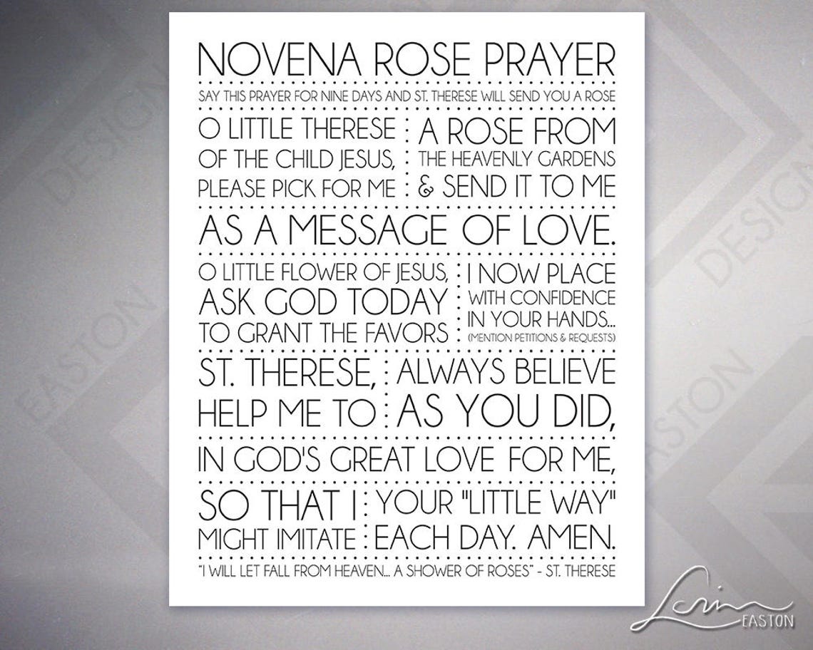 St. Therese Novena Rose Prayer Print - Inspirational Poster - Etsy