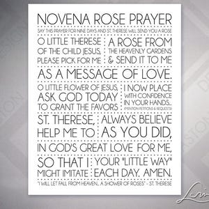 Novena Rose Prayer St. Therese Little Flower - Inspiration Poster Print ...